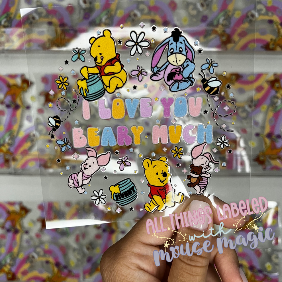 I Love You Beary Much UV DTF 16 oz Cup Wrap Pooh and Friends | Permane ...